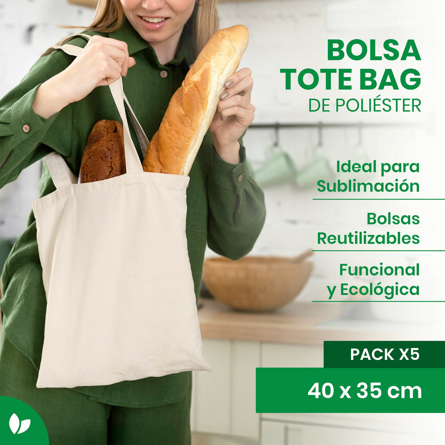 Bolsas Tote Bag de Poliéster 40X35 cm para Sublimar – Unda-Mexico-shop
